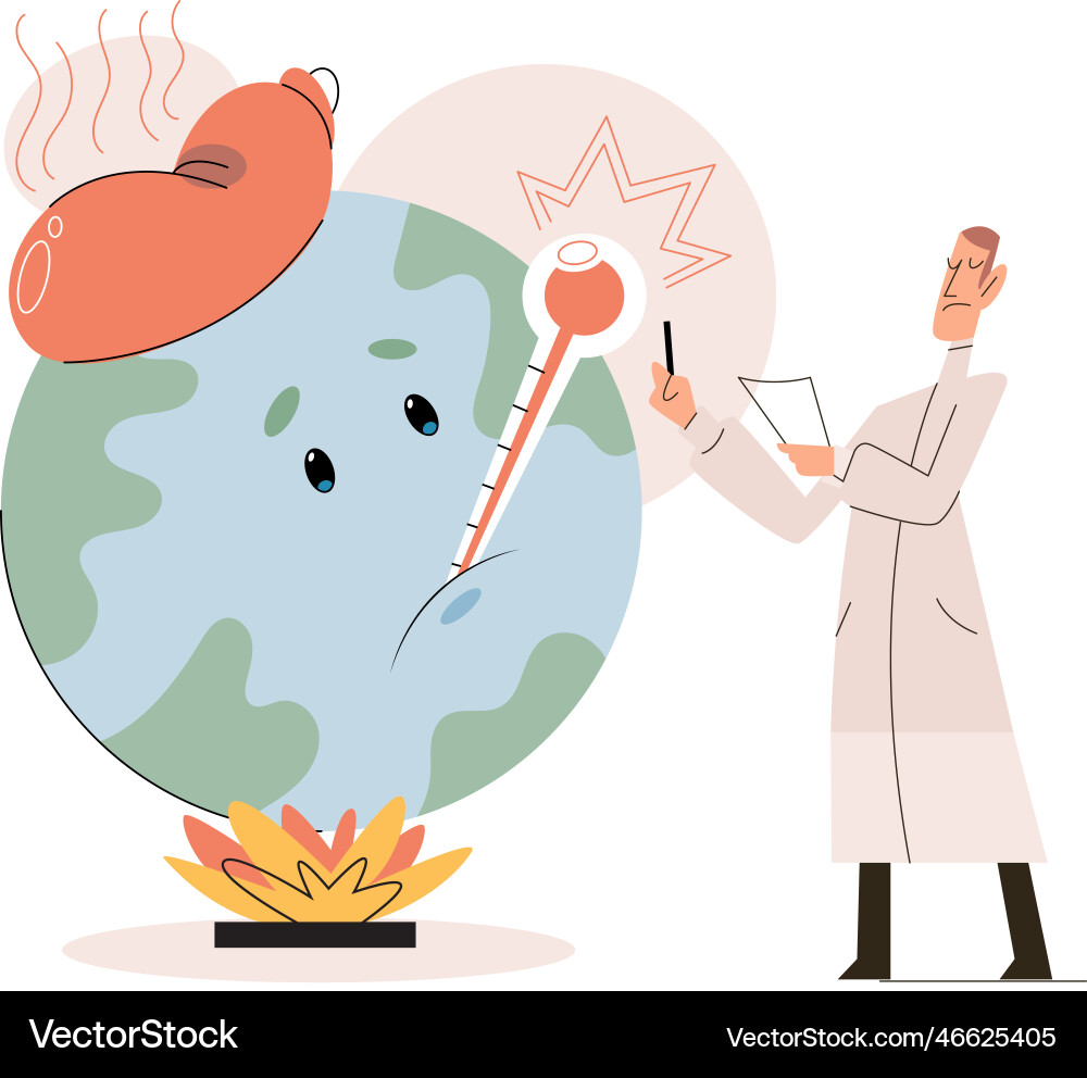 Global warming concept scientist studies rising Vector Image