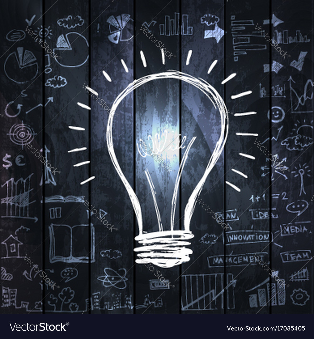 Great new idea concept - bulb with hand draw Vector Image
