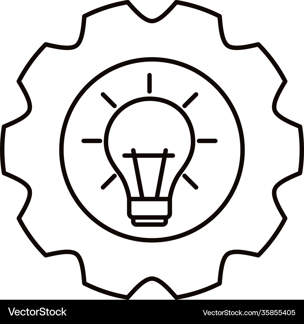 Light bulb in gear line style icon design Vector Image