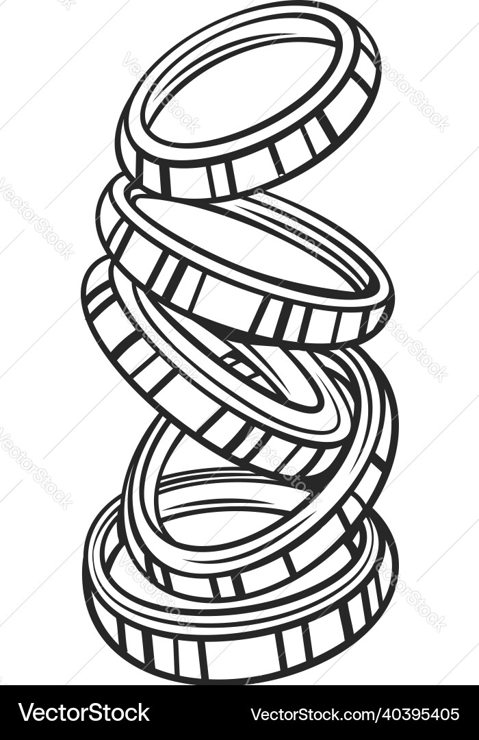 Outline flying or falling onion rings Royalty Free Vector