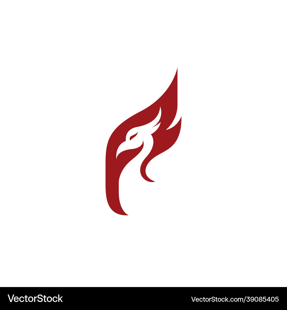 P phoenix logo bird design letter icon Royalty Free Vector