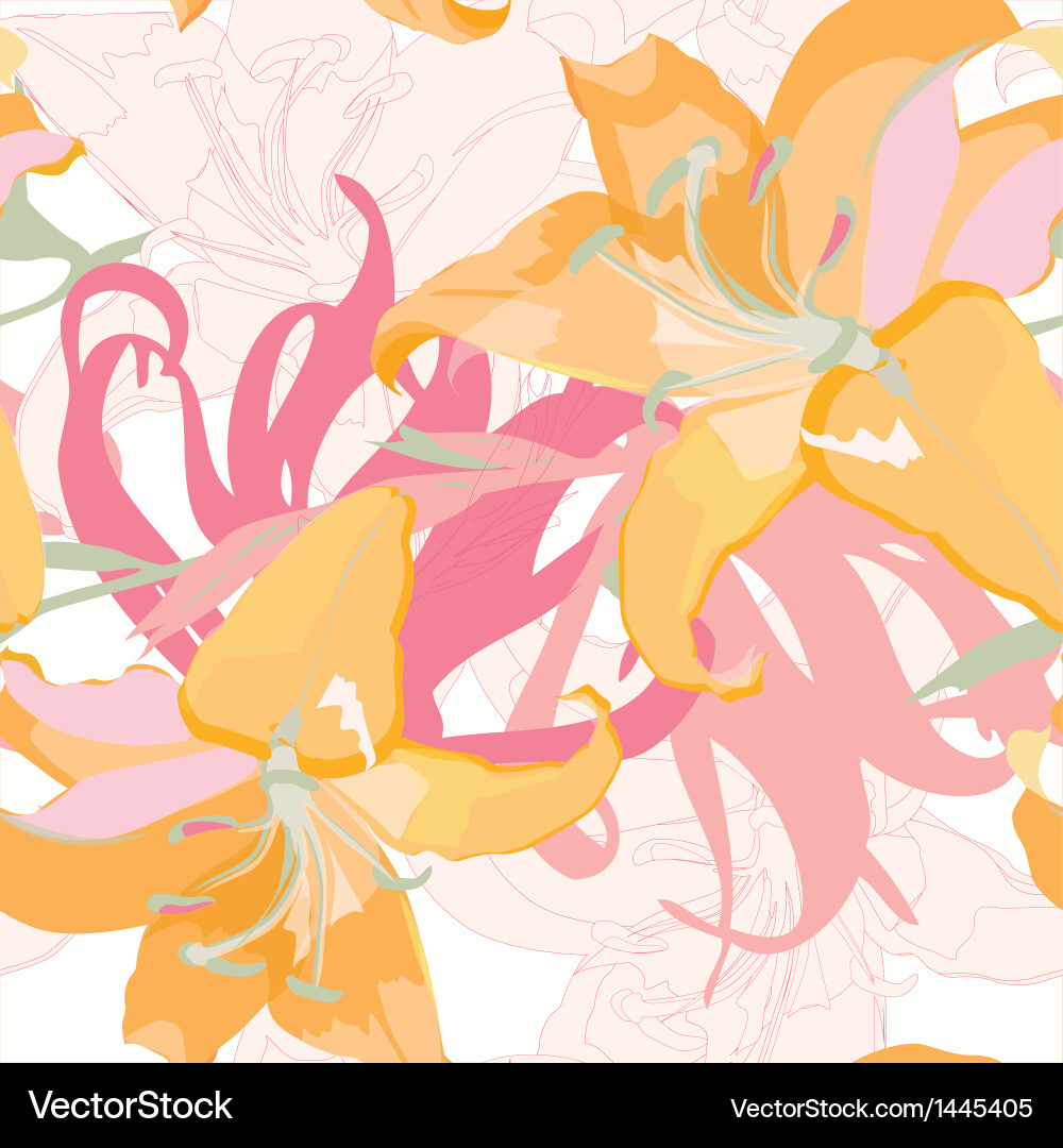 Seamless floral design with lily Royalty Free Vector Image
