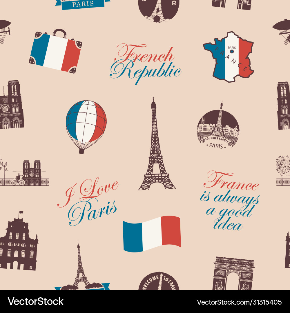 Seamless pattern on france and paris theme Vector Image