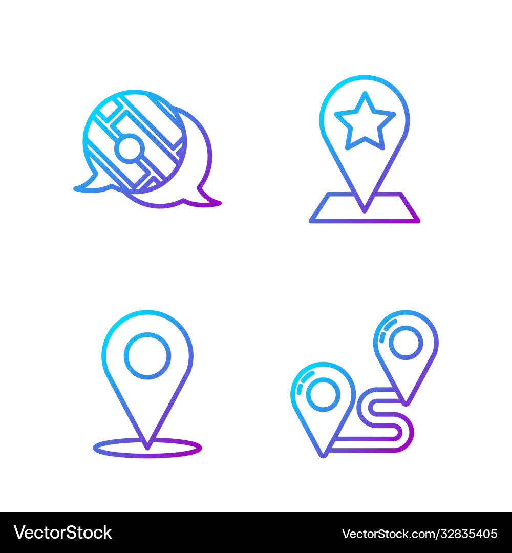 Set line route location location infographic Vector Image