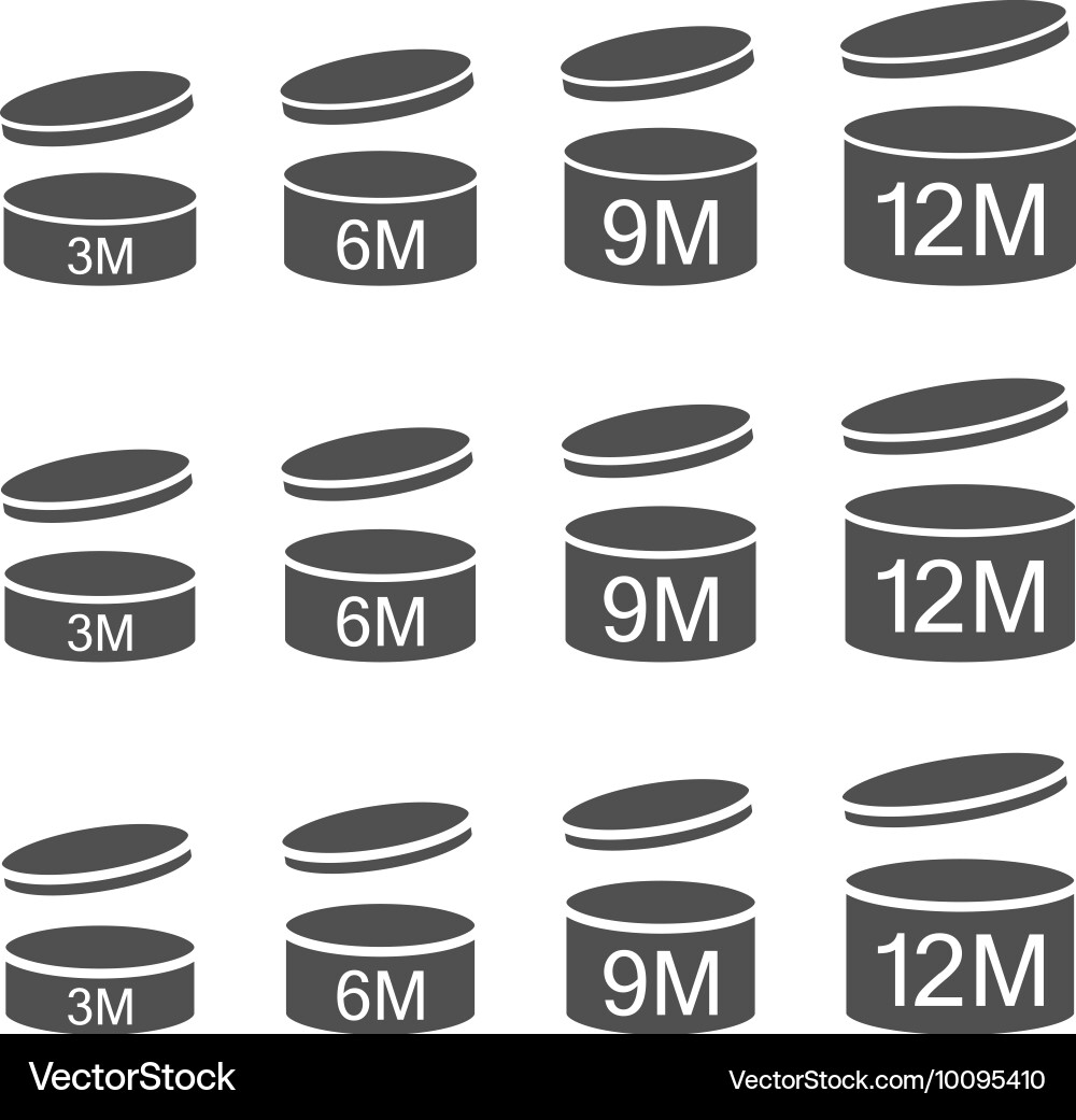 Black expiration date after opened icons set Vector Image