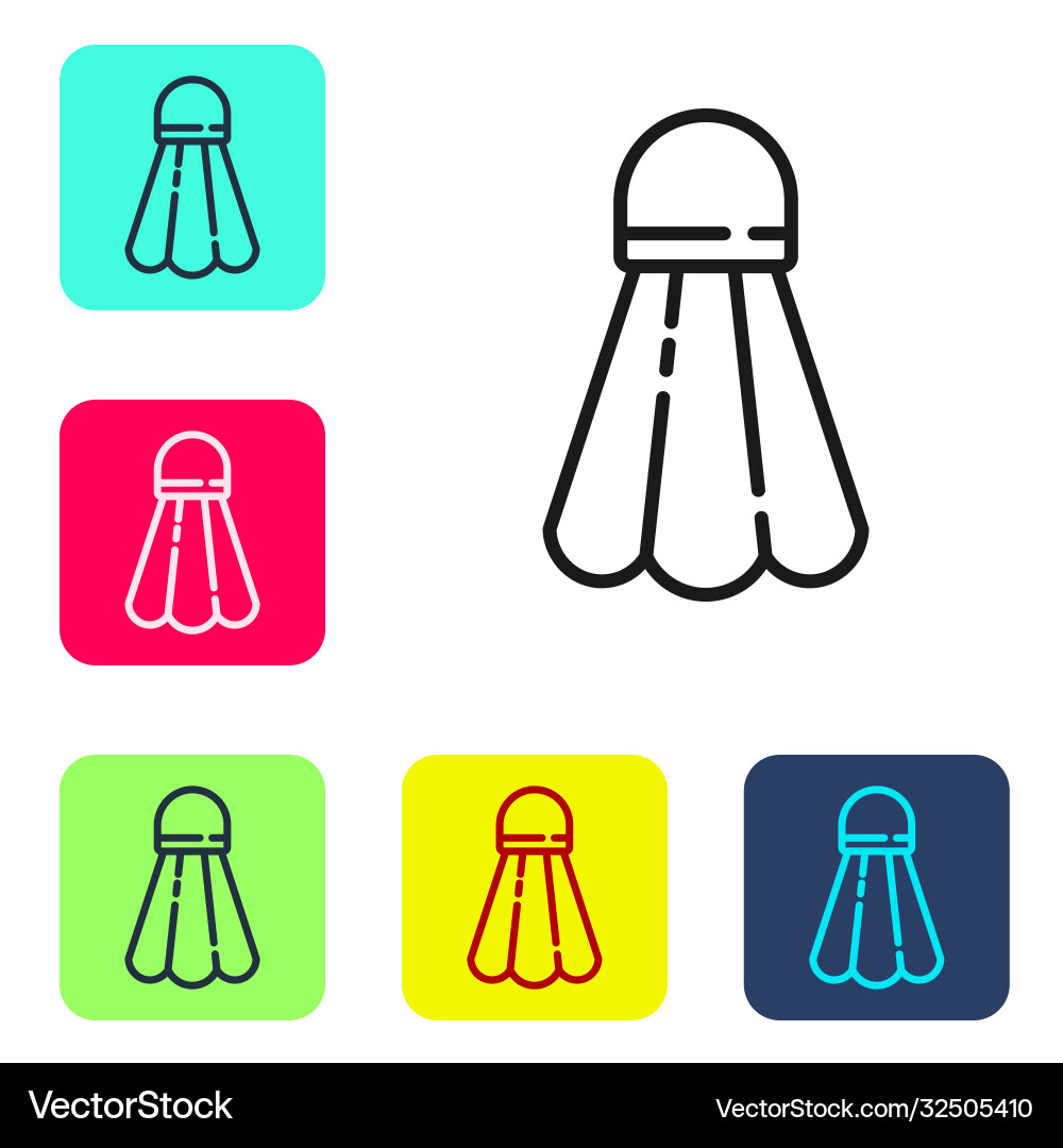 Black line badminton shuttlecock icon isolated Vector Image