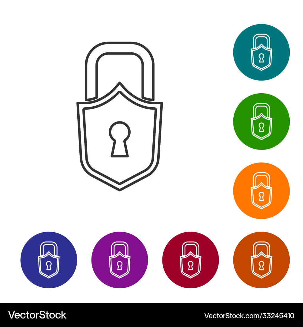 Black line lock icon isolated on white background Vector Image