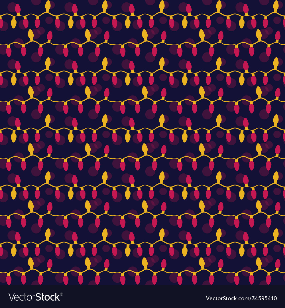 Christmas lights seamless pattern background Vector Image