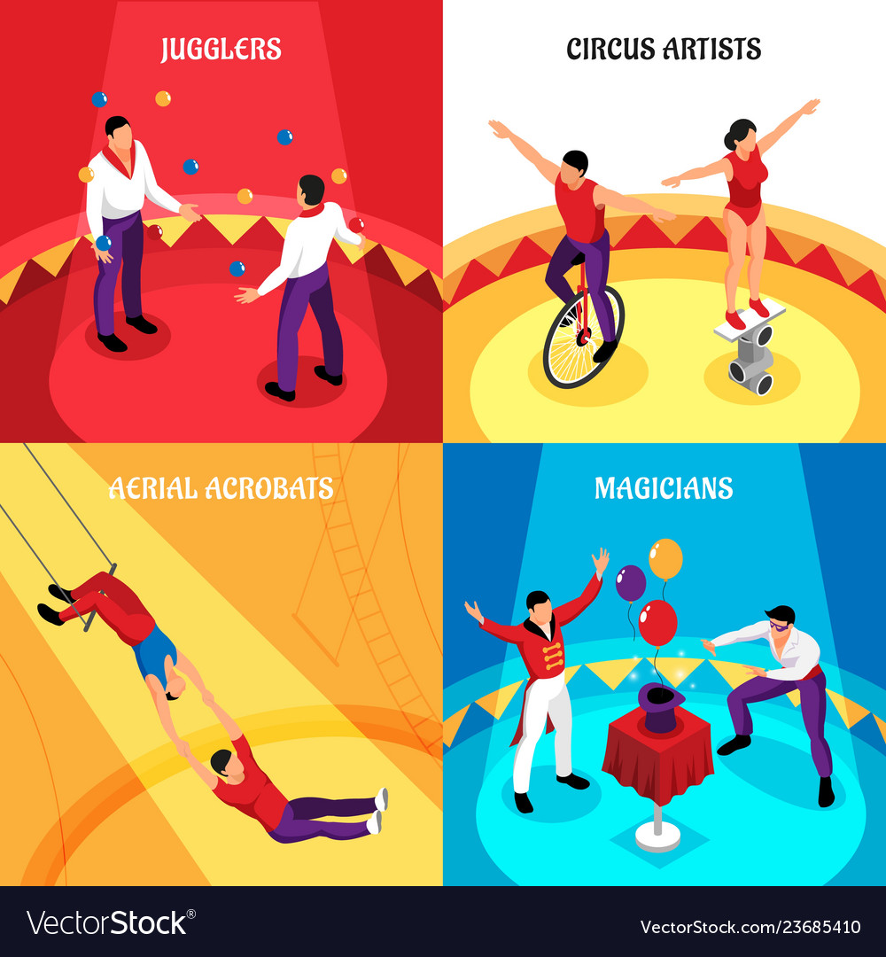 Circus professions isometric design concept Vector Image