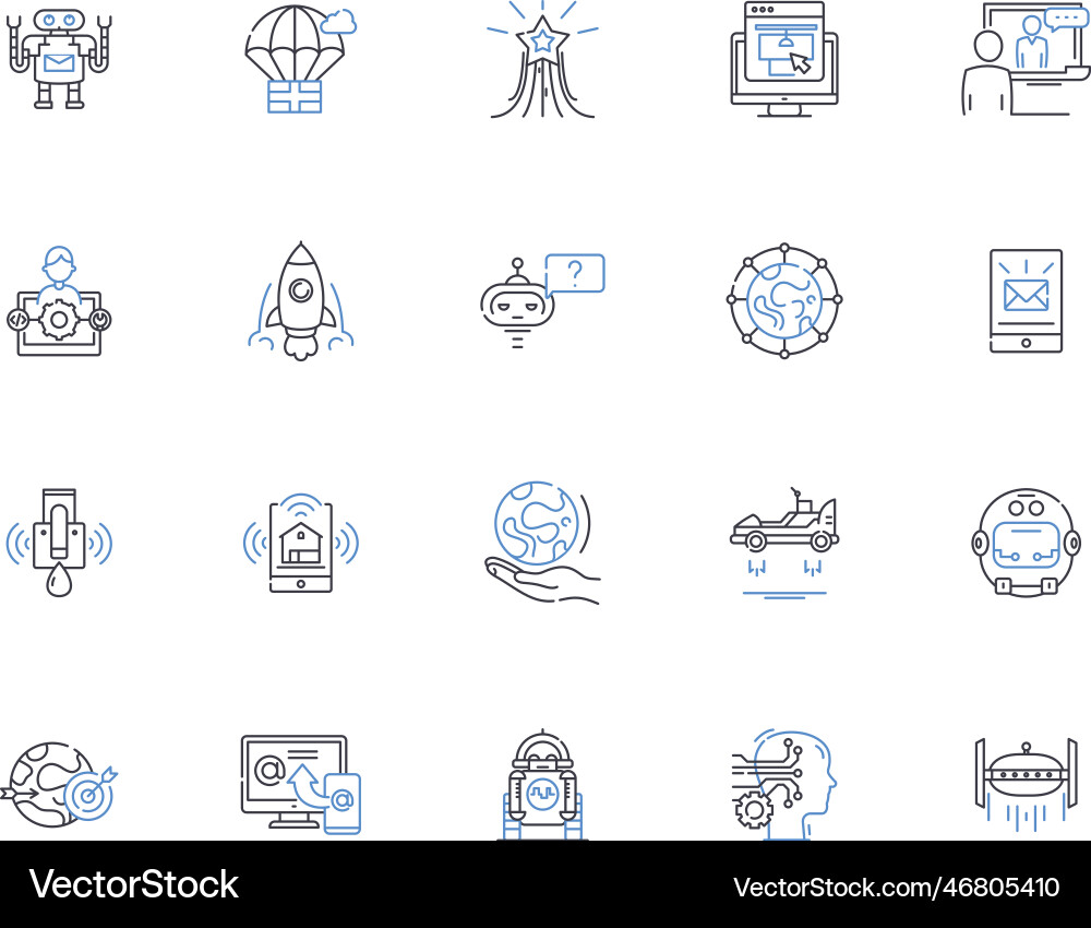 Disruptive breakthroughs line icons collection Vector Image