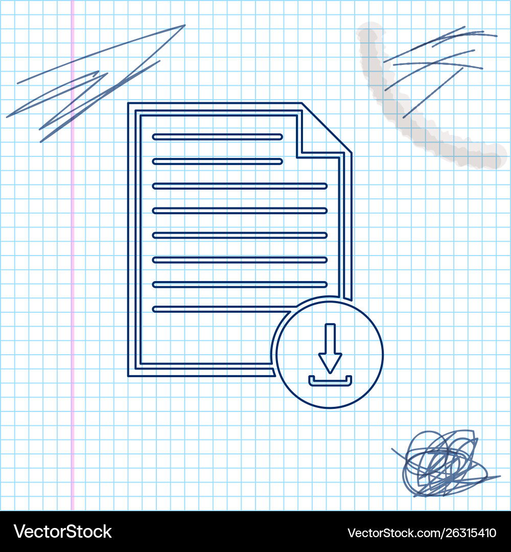 Document with download sign line sketch icon Vector Image