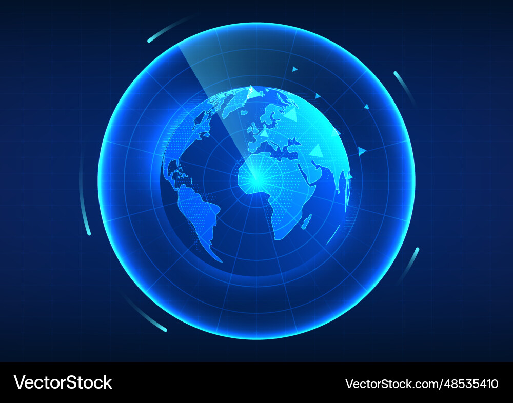 Earth technology globe overlaid with radar Vector Image