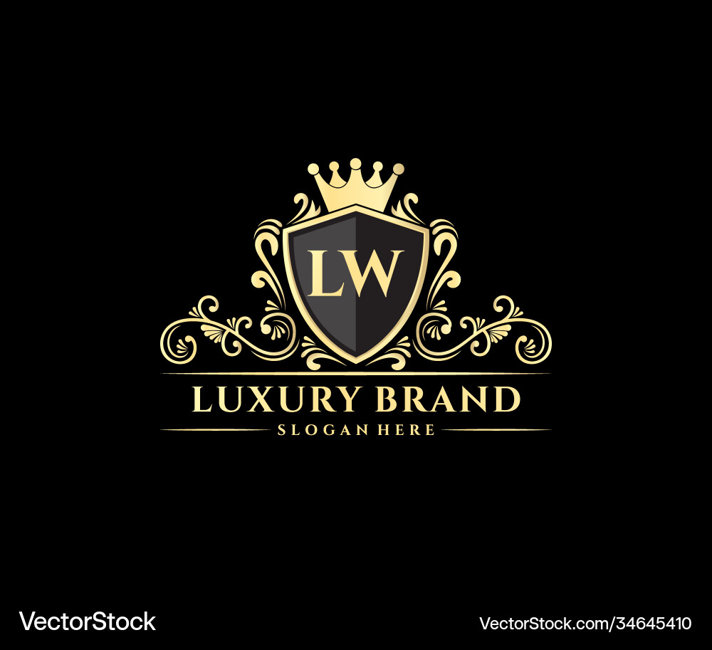 Lw initial letter gold calligraphic feminine Vector Image