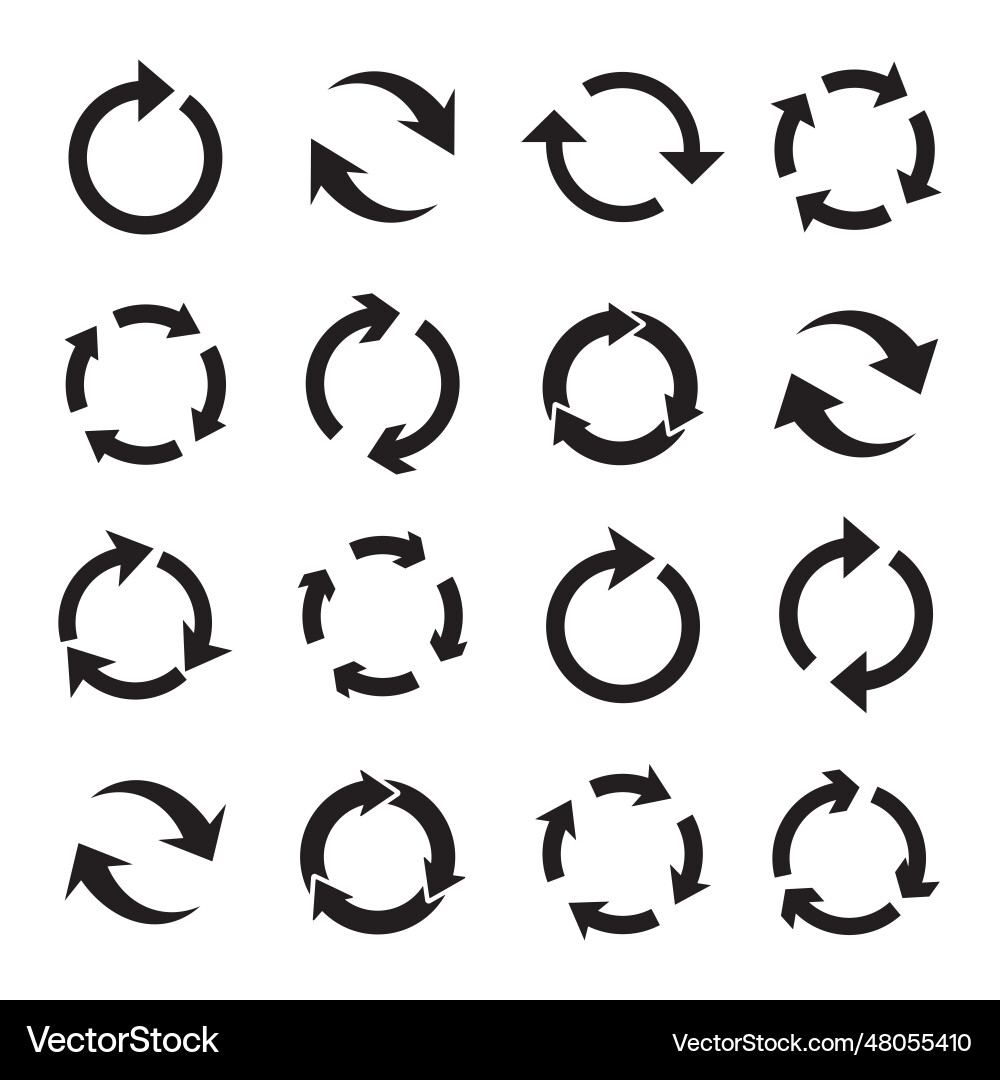Set of circular black arrows Royalty Free Vector Image