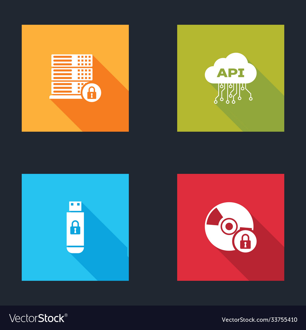 Set Server Security With Lock Cloud Api Interface Vector Image