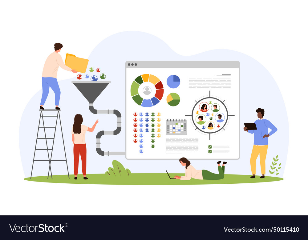 Sociology research and data processing tiny Vector Image