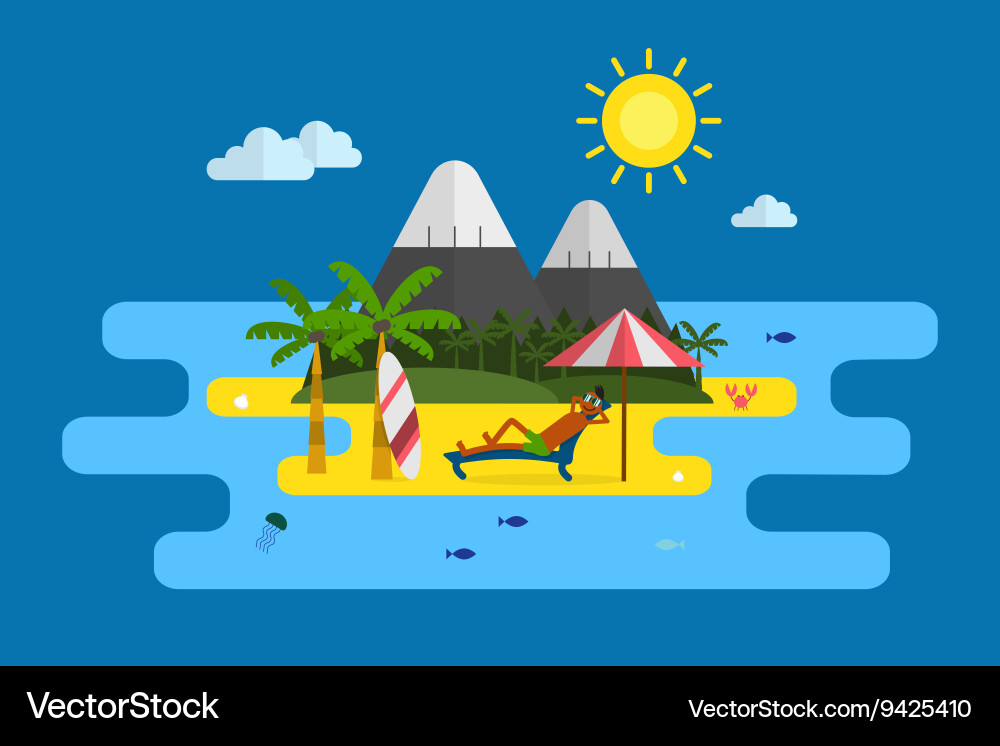 Tropical Island Vacation Postcard Royalty Free Vector Image