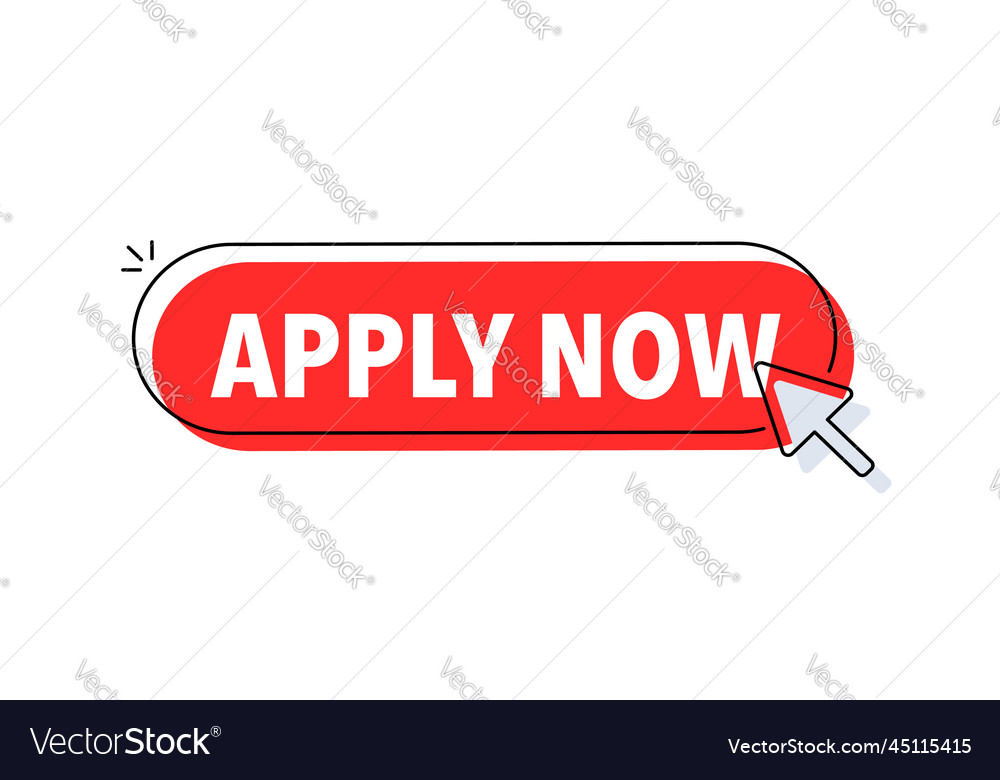 Apply now button with cursor pointer click Vector Image Apply now button with cursor pointer click Vector Image