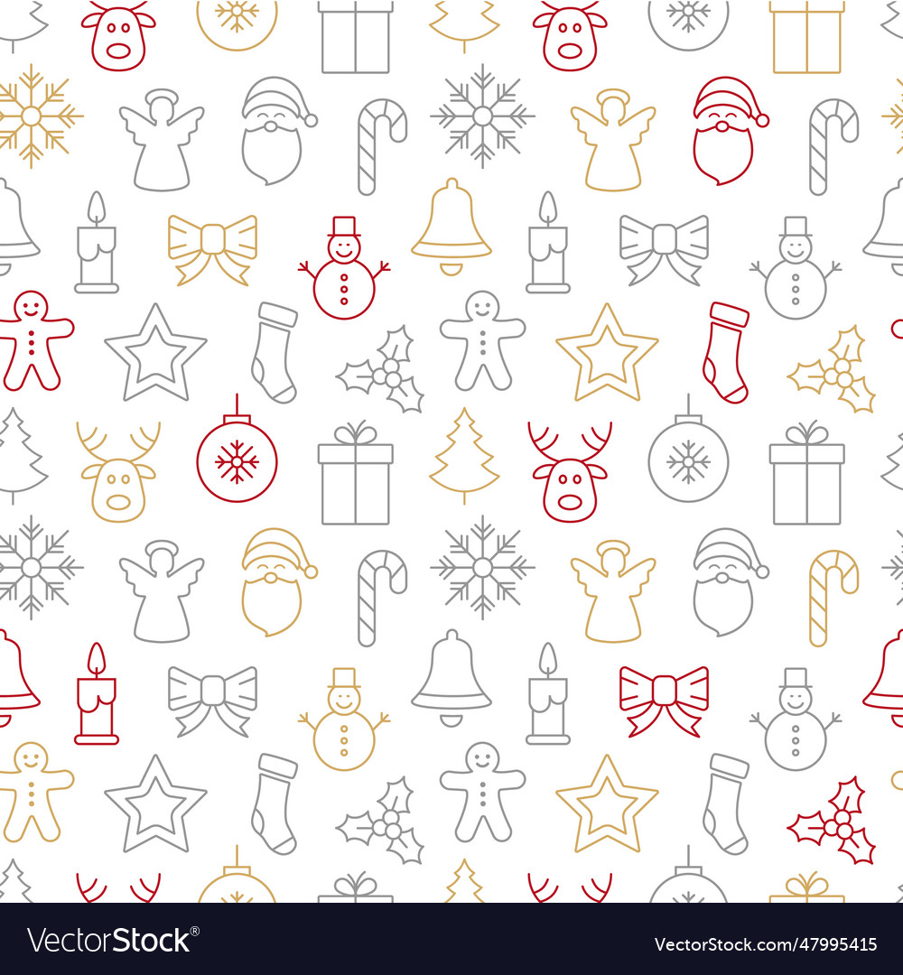 Christmas icons seamless pattern background Vector Image