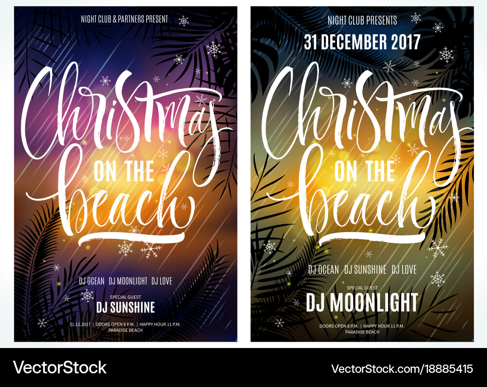 Christmas on beach poster Royalty Free Vector Image