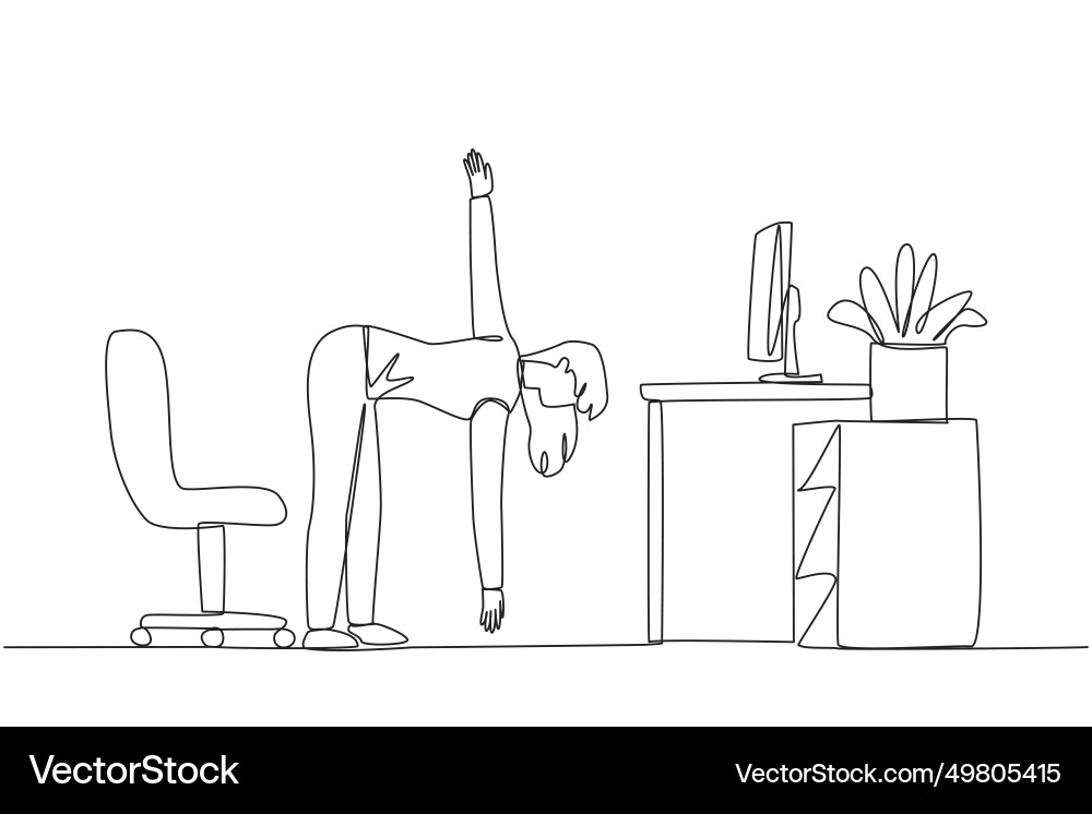 Continuous one line drawing woman stands Vector Image