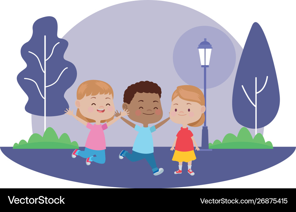 Cute happy kids having fun Royalty Free Vector Image