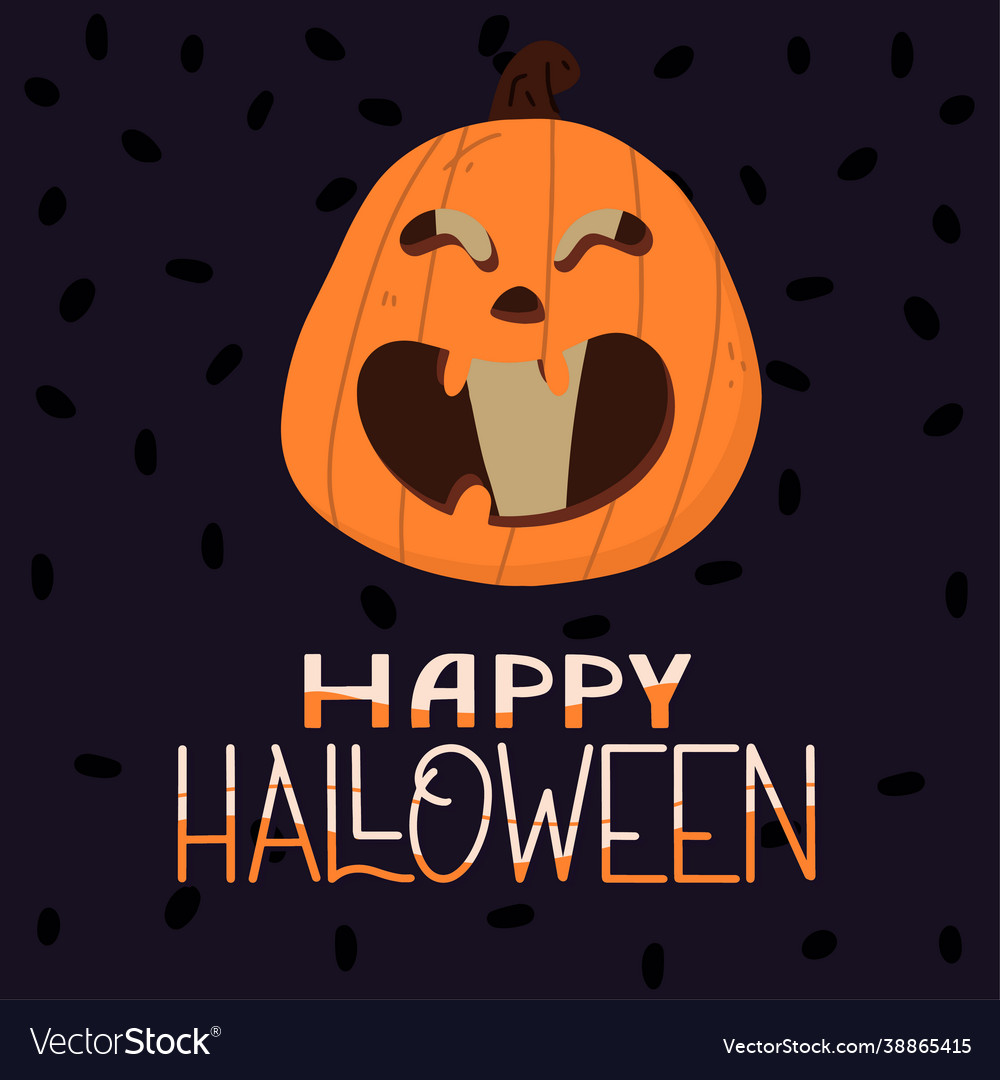 Halloween poster with scary pumpkin light Vector Image