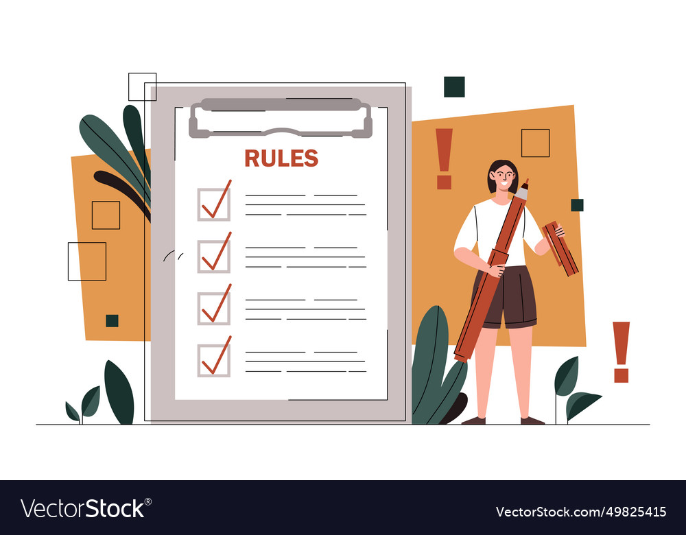 List rules regulations concept Royalty Free Vector Image