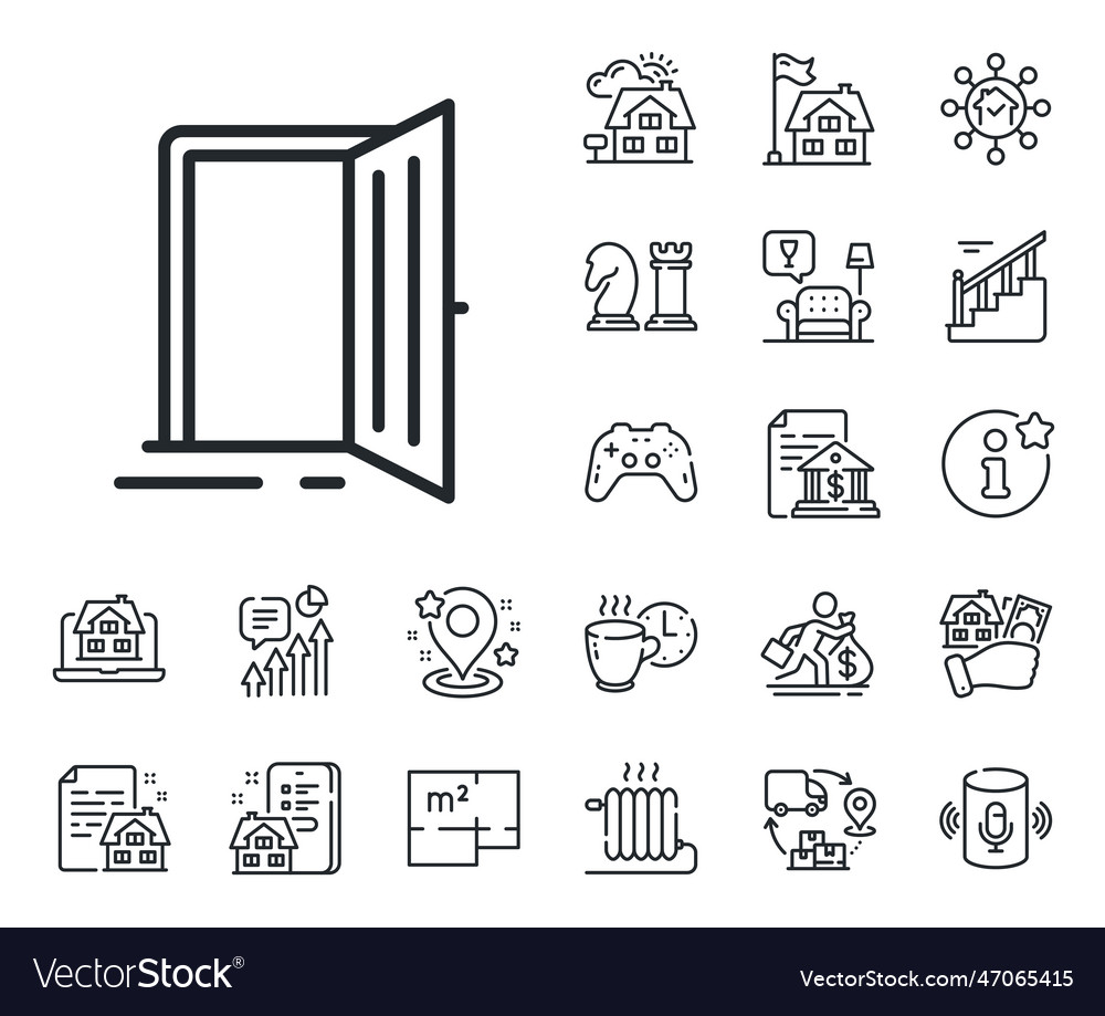 Open door line icon entrance doorway sign floor Vector Image