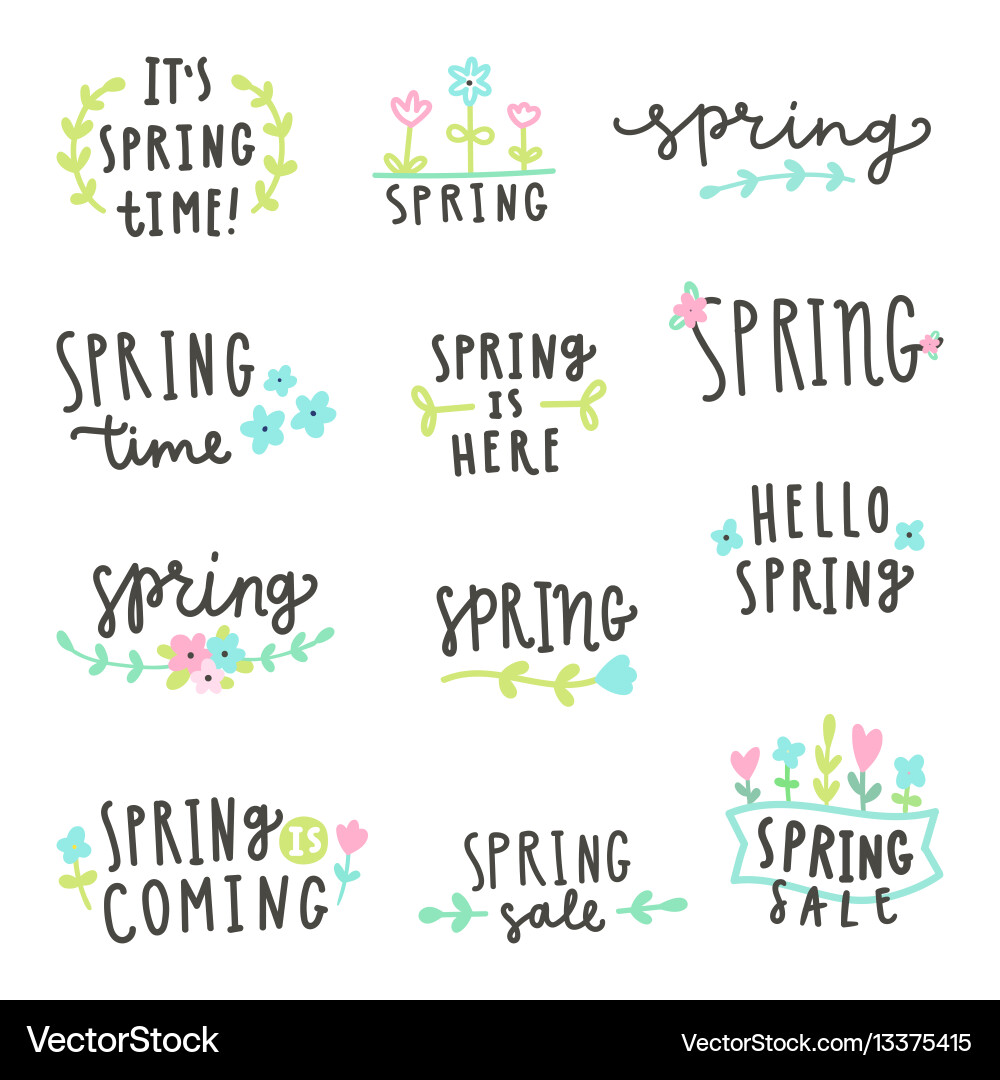 Set of spring lettering Royalty Free Vector Image
