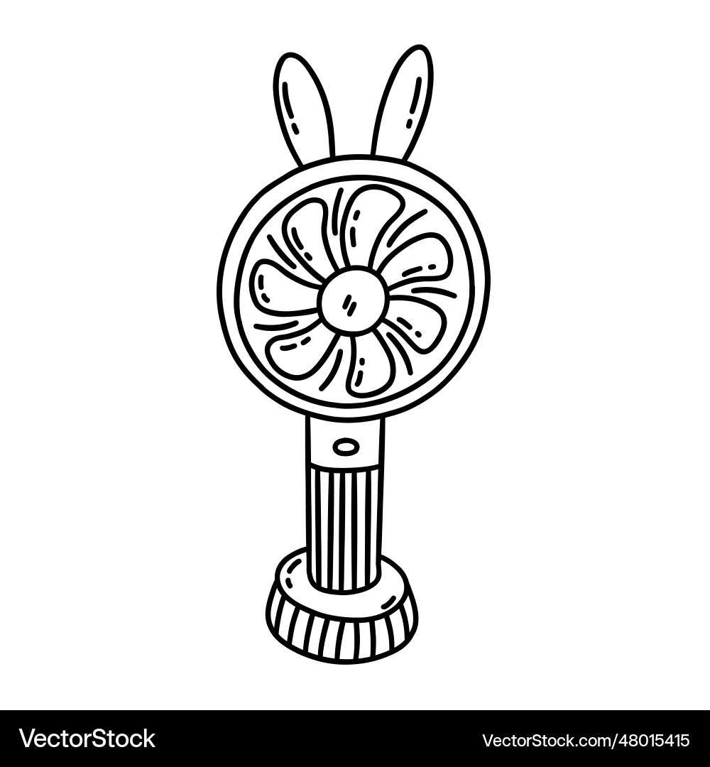 Small cute fan with ears doodle Royalty Free Vector Image
