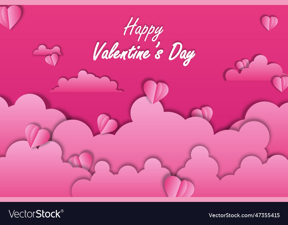 Valentine s day background with paper style Vector Image
