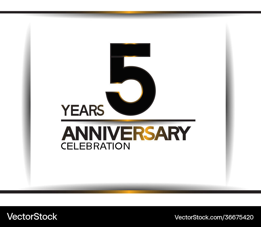 5 years anniversary black color simple design Vector Image