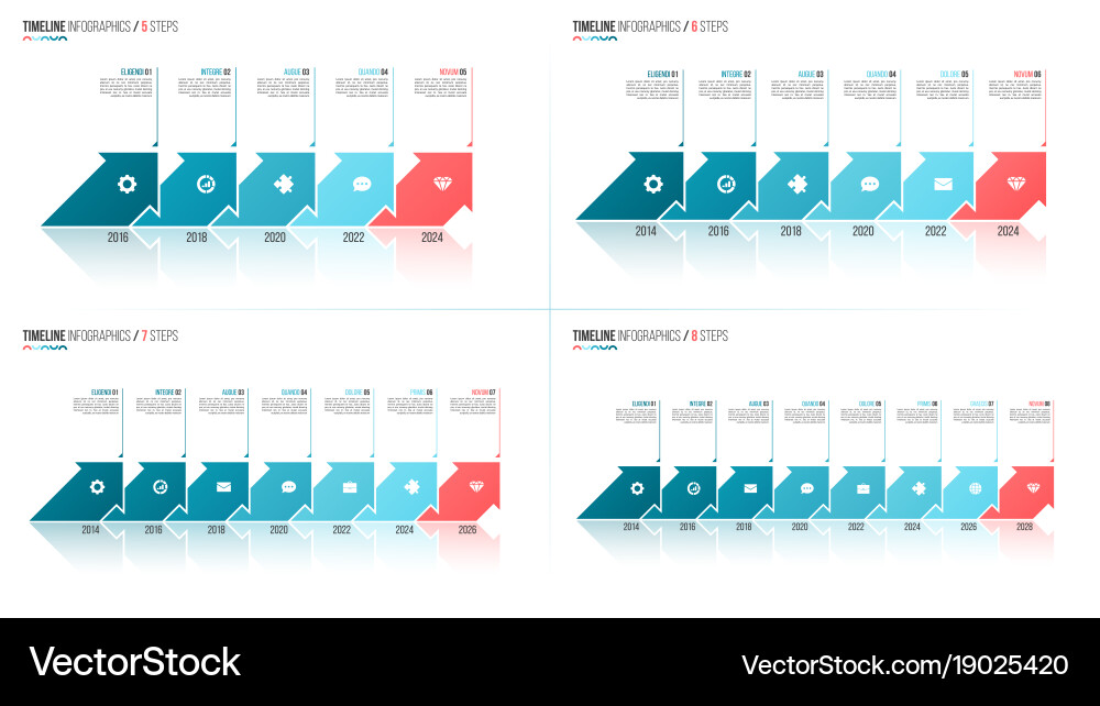 Arrows shaped timeline infographic templates 5 6 Vector Image