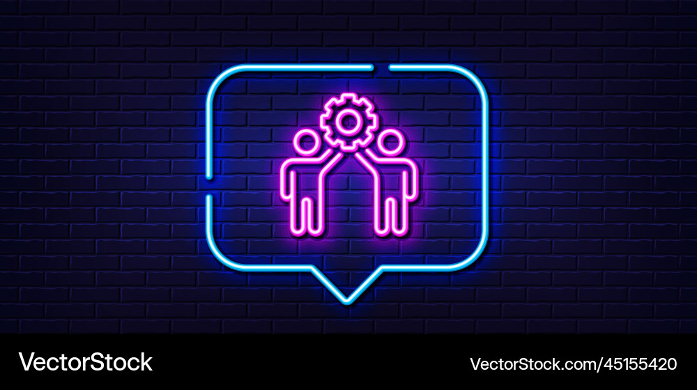 Employees teamwork line icon collaboration sign Vector Image