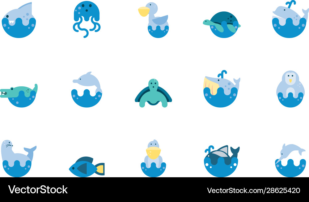 Isolated sea life icon set design Royalty Free Vector Image