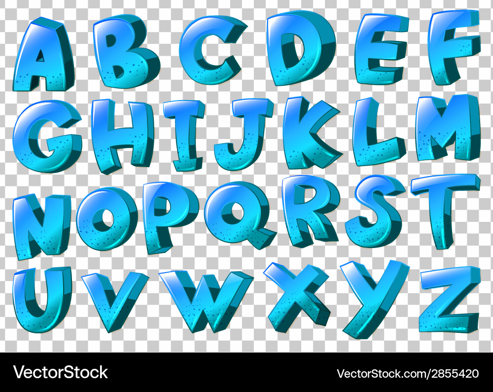 Letters alphabet in blue colors Royalty Free Vector Image