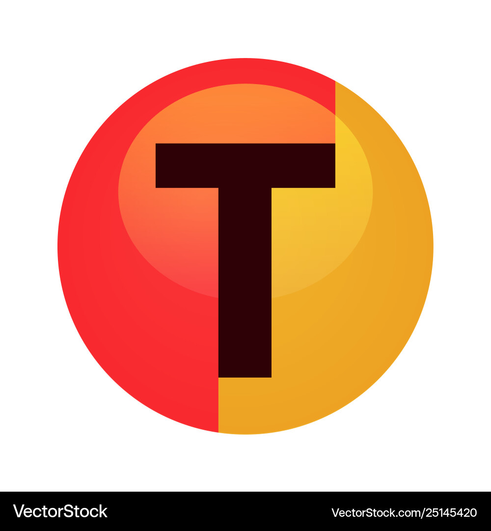 Logotype template with letter t - round in red Vector Image