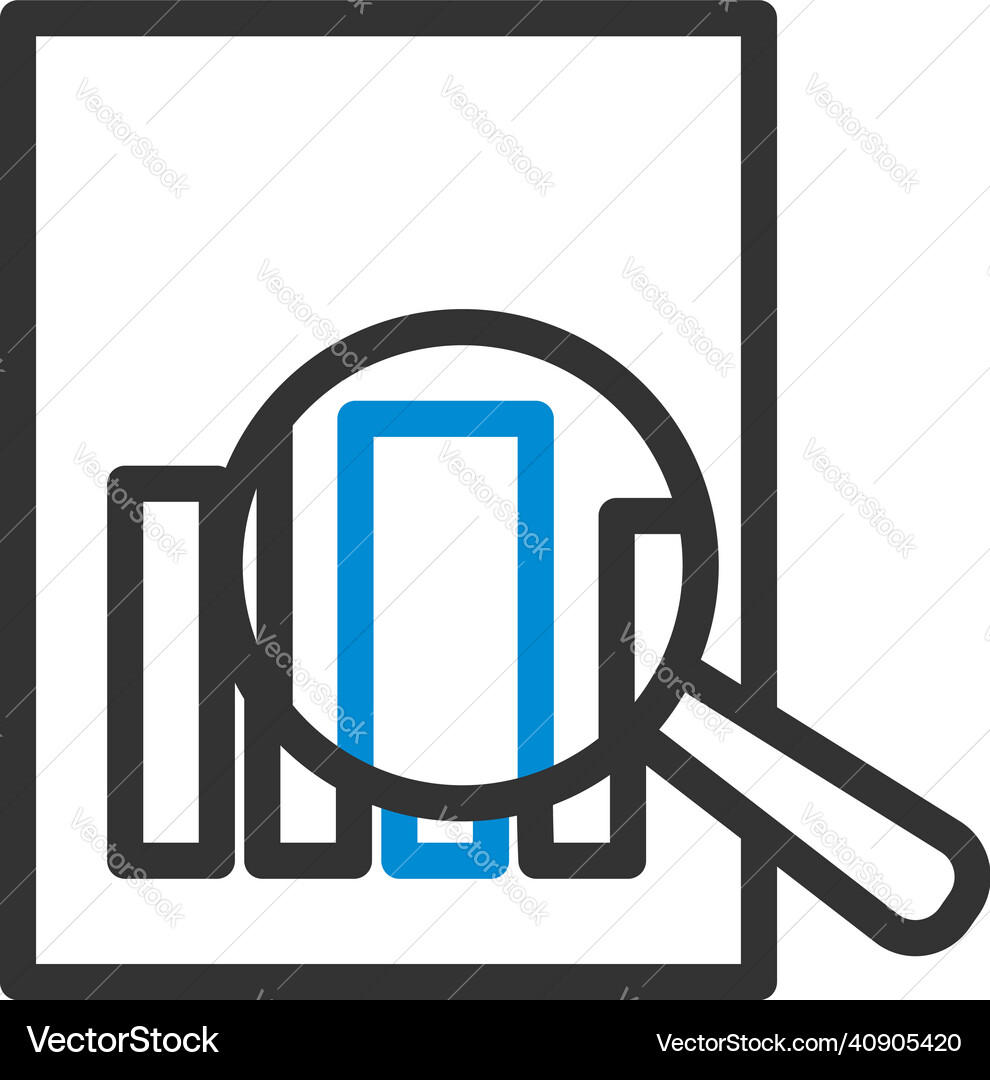 Magnificent glass on paper with chart icon Vector Image