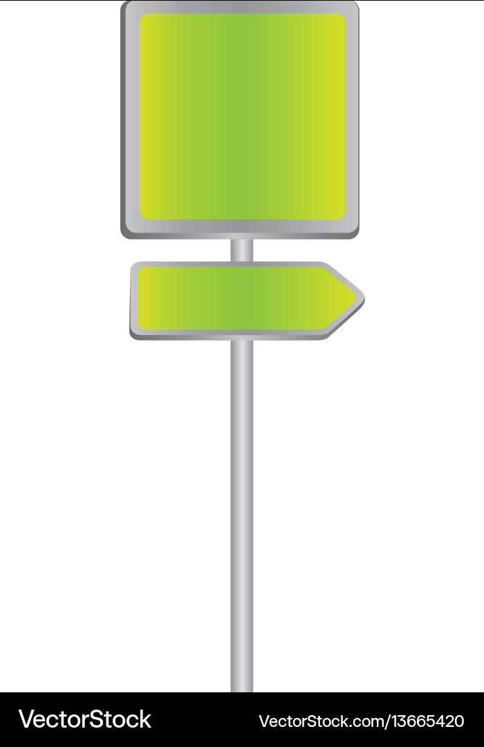 Metallic green square shape traffic sign with Vector Image