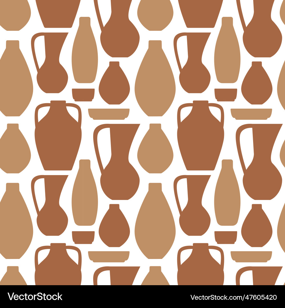 Pottery seamless pattern shapes antique clay jug Vector Image