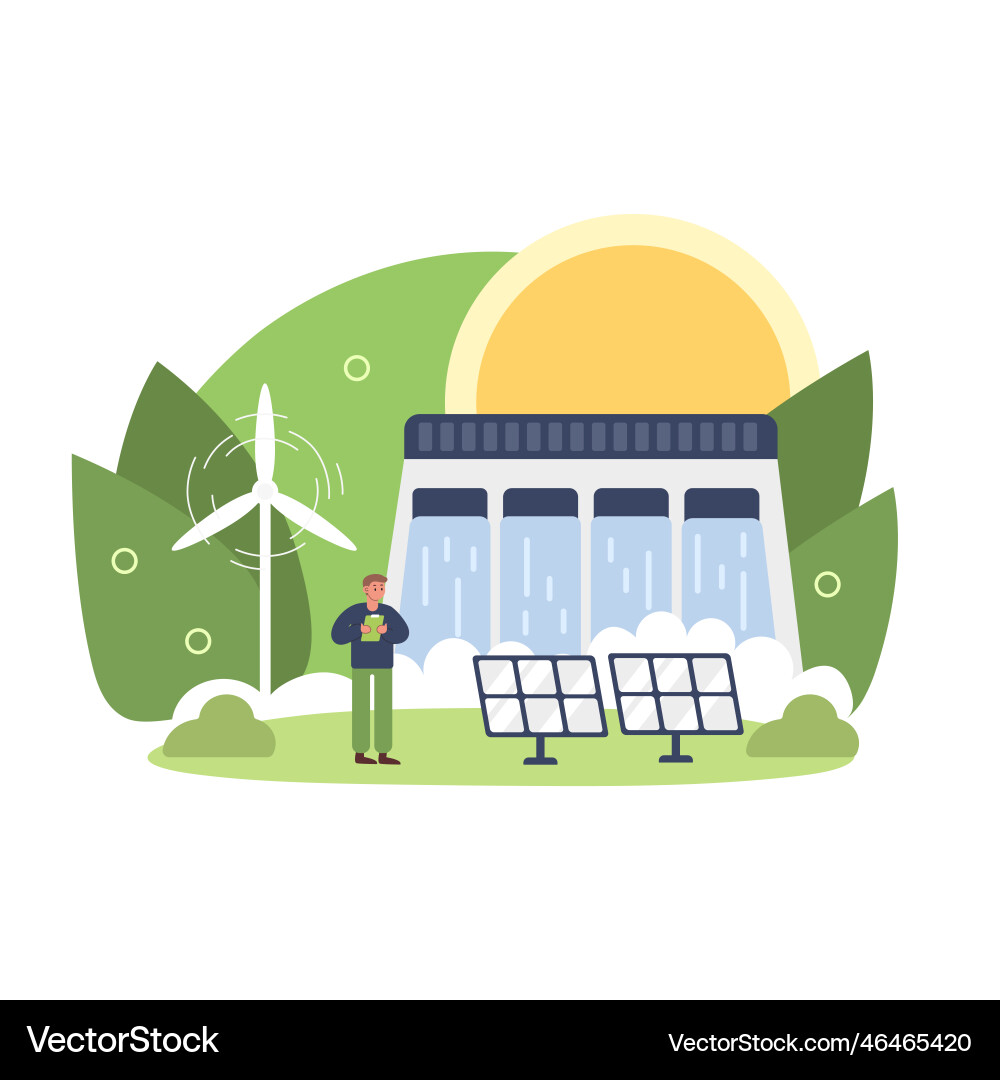 Range of renewable energy sources hydropower Vector Image