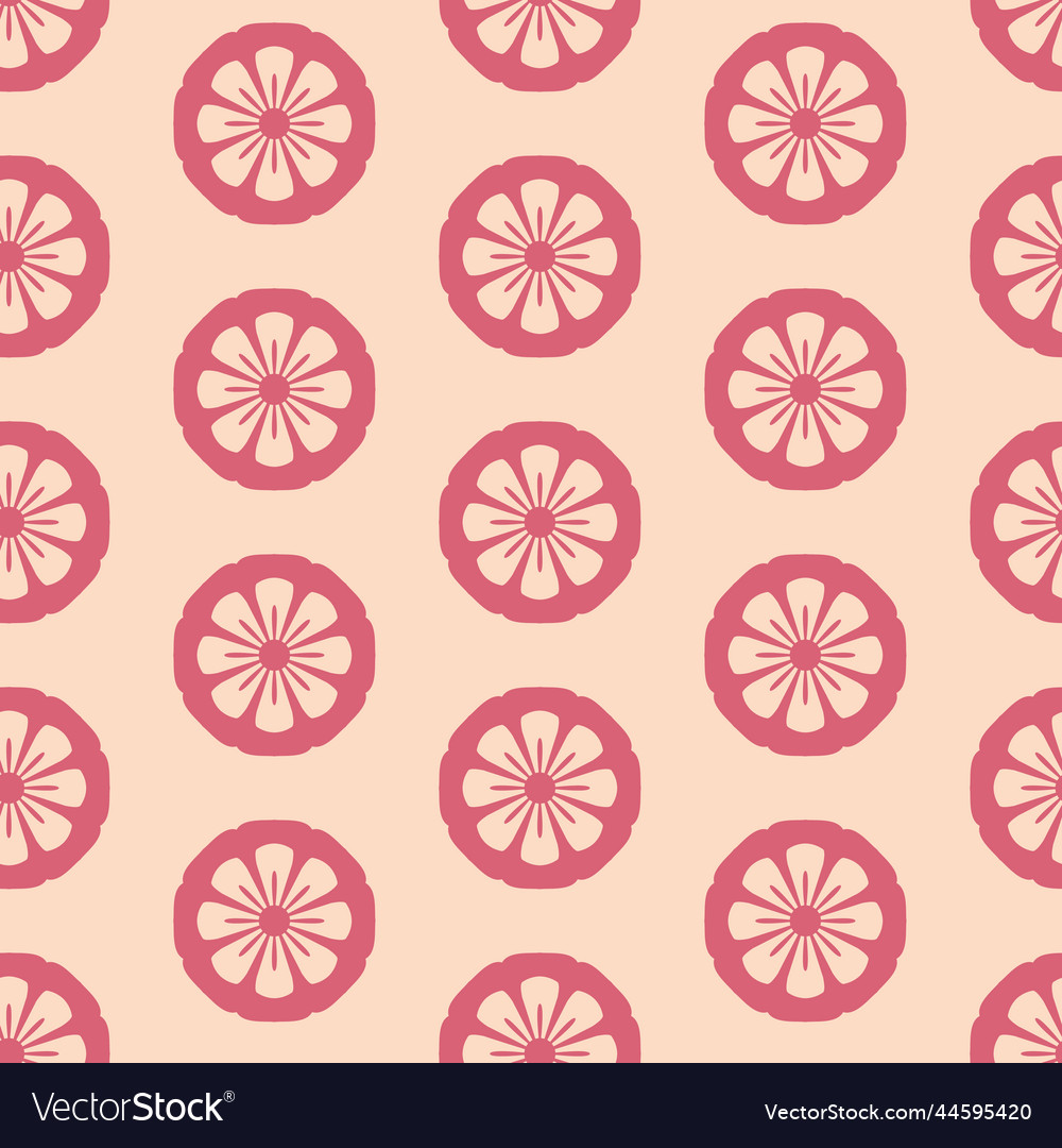 Round flower citrus grapefruit seamless pattern Vector Image