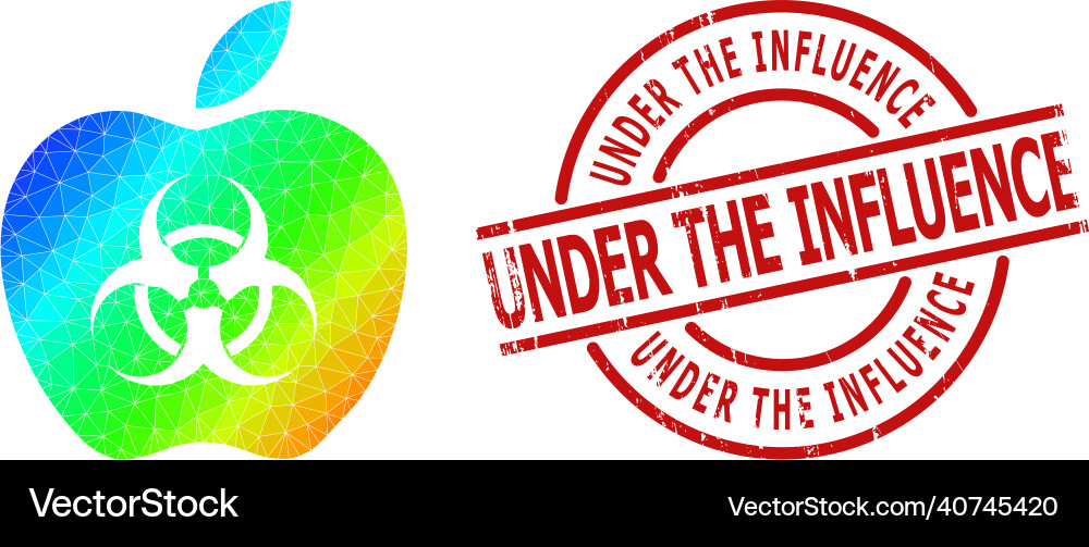 Scratched under the influence stamp and polygonal Vector Image