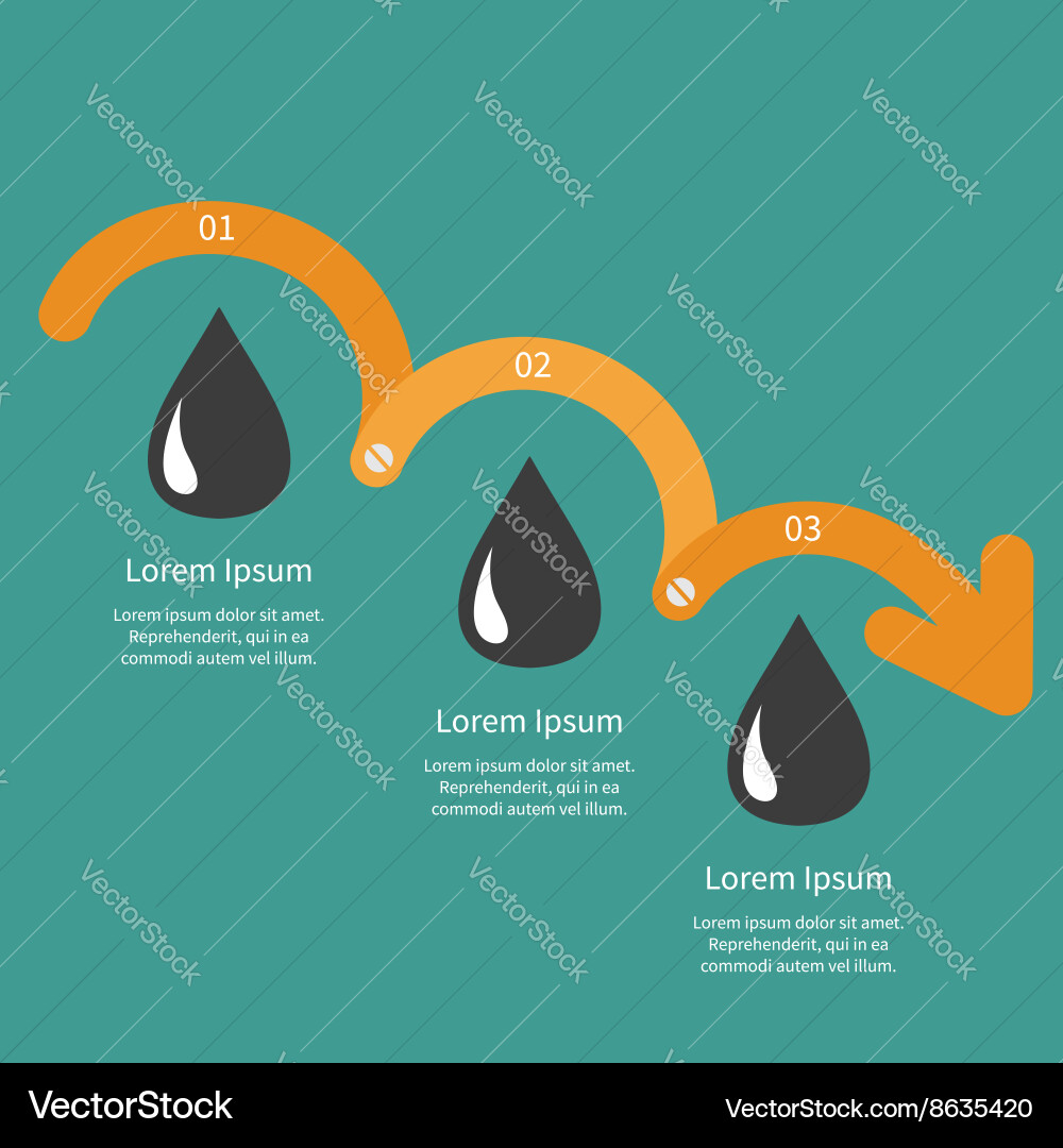 Timeline infographic oil drop sign icon three step
