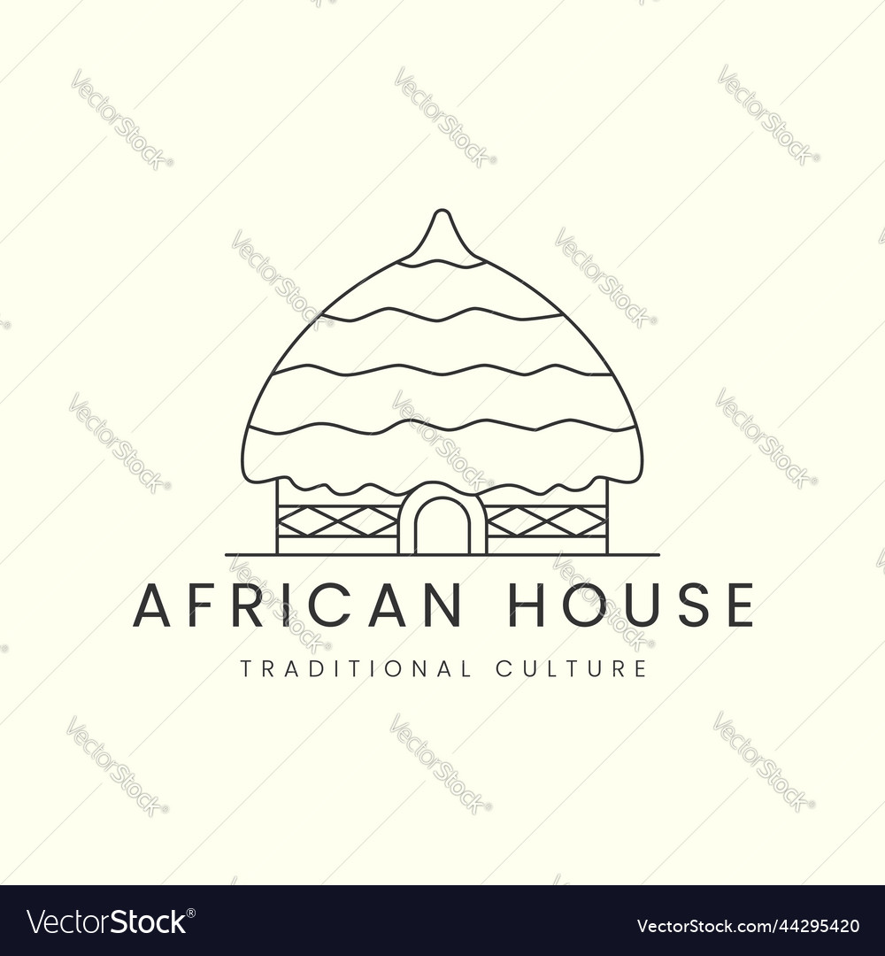 Traditional african house with line art style Vector Image