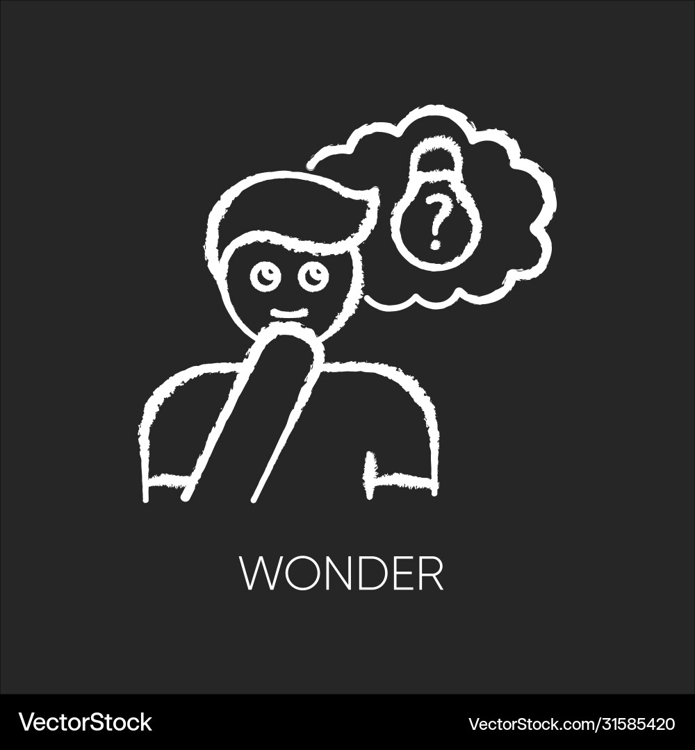 Wonder chalk white icon on black background Vector Image