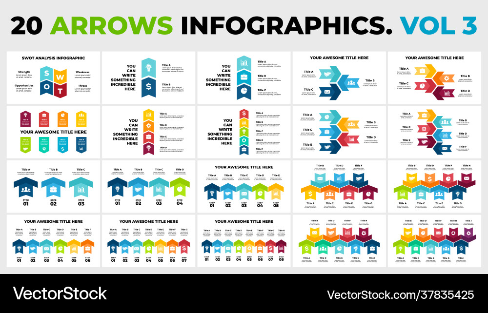 20 arrows infographic part 3 presentation Vector Image
