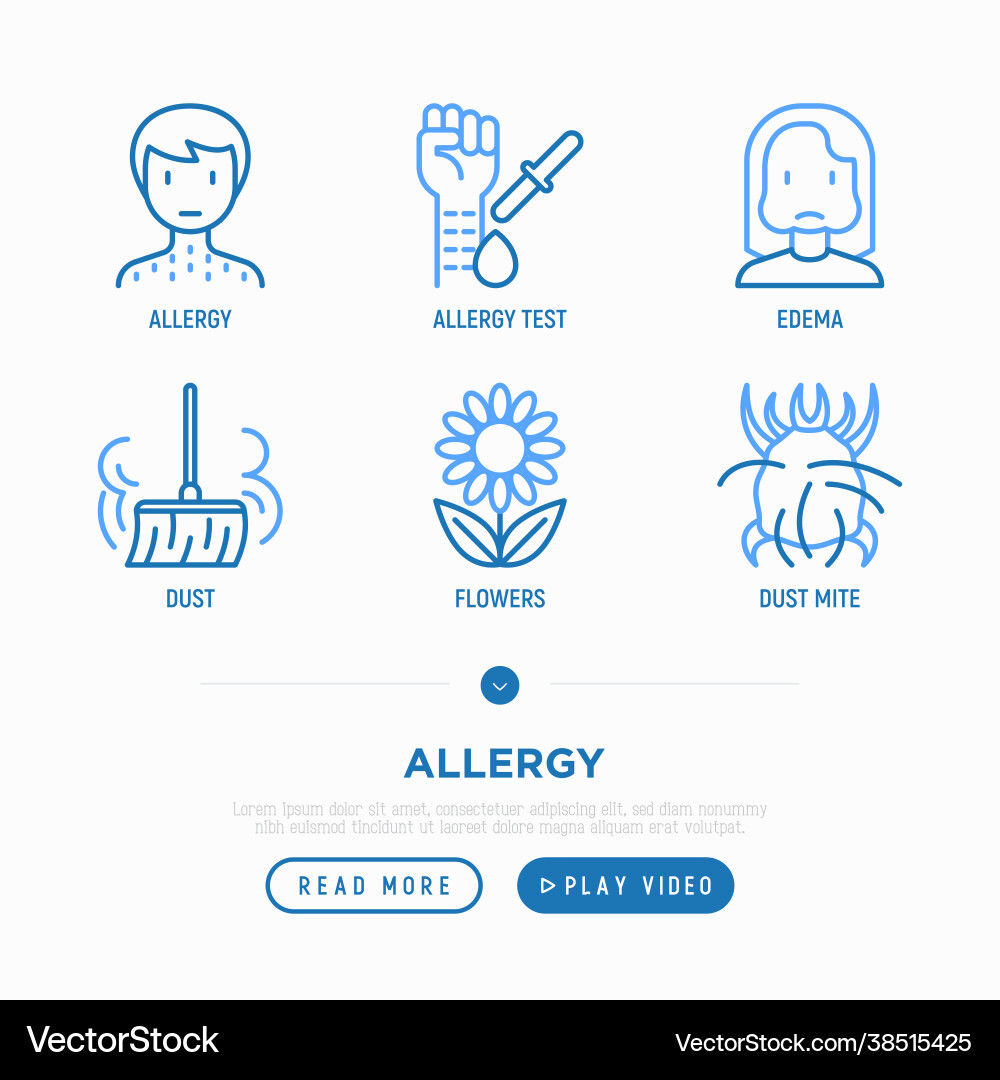 Allergy thin line icons set dust dust mite Vector Image