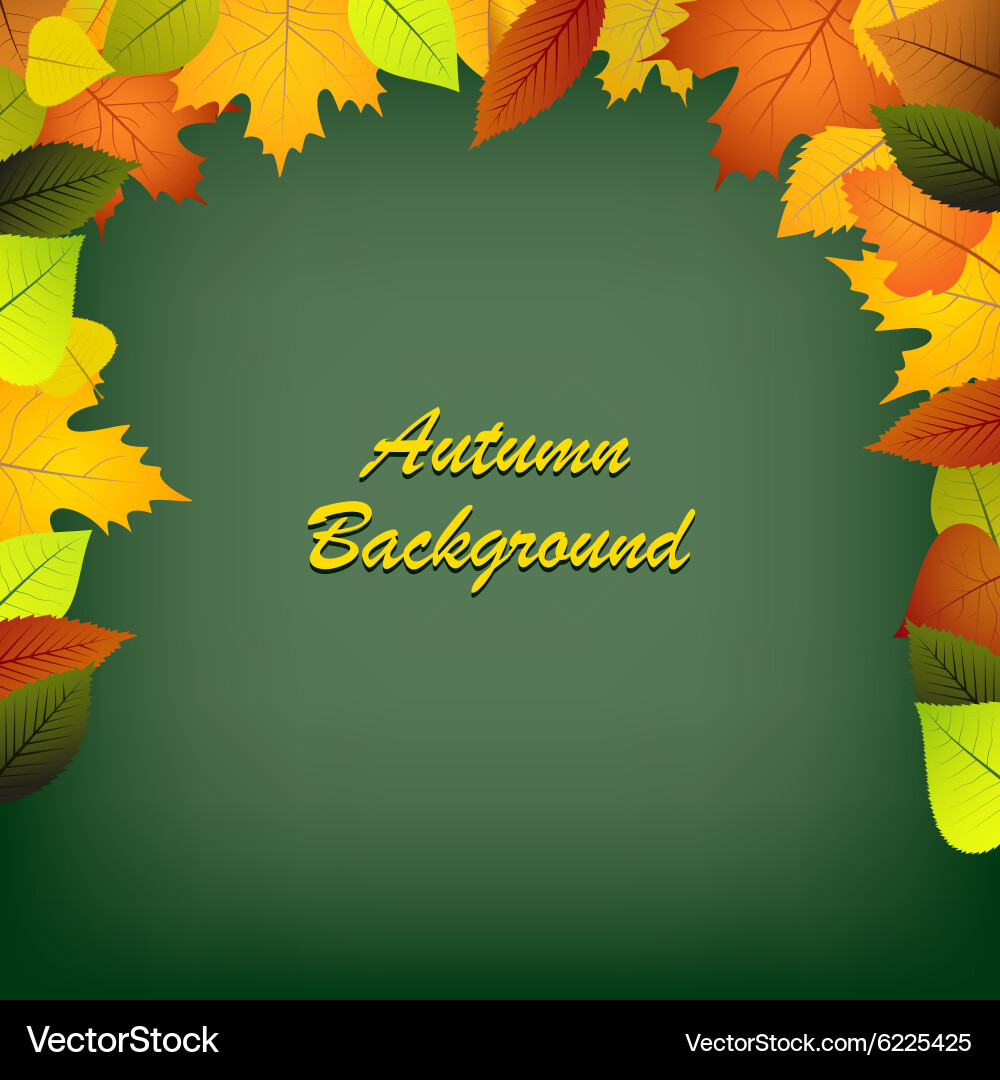 Autumn leaves on a green background Royalty Free Vector